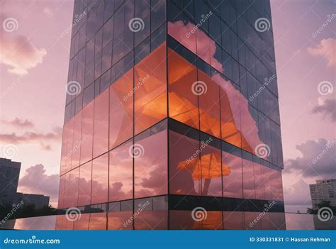 A Modern Angular Building With A Reflective Glass Facade Stock Illustration Illustration Of