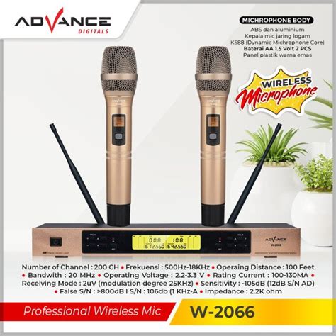 Advance Mic Wireless W UHF Digital Microphone System Jarak M Advance Digitals