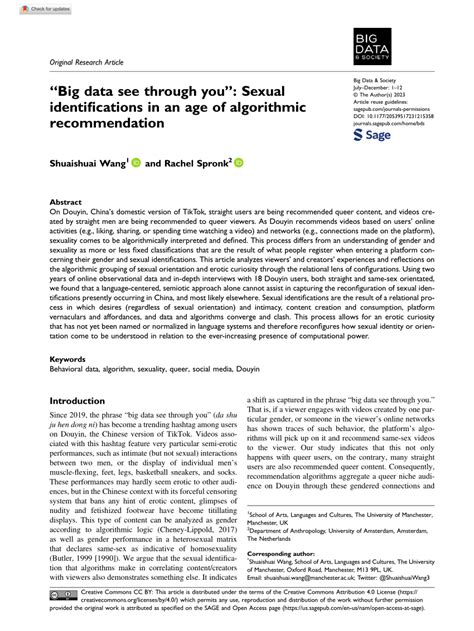 Pdf “big Data See Through You” Sexual Identifications In An Age Of Algorithmic Recommendation