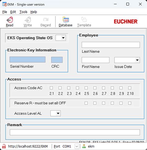 Sw Electronic Key Manager Ekm Light Order No 8111410 Euchner