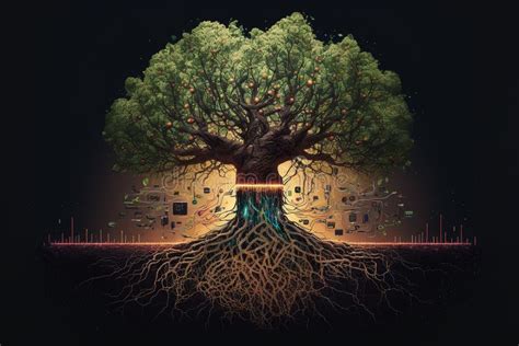 Tree Tree On A Computer Chip Created With Generative Ai Technology