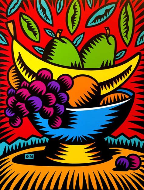 Burton Morris ‘fruit In Blue Bowl Pop Art Food Pop Art Images