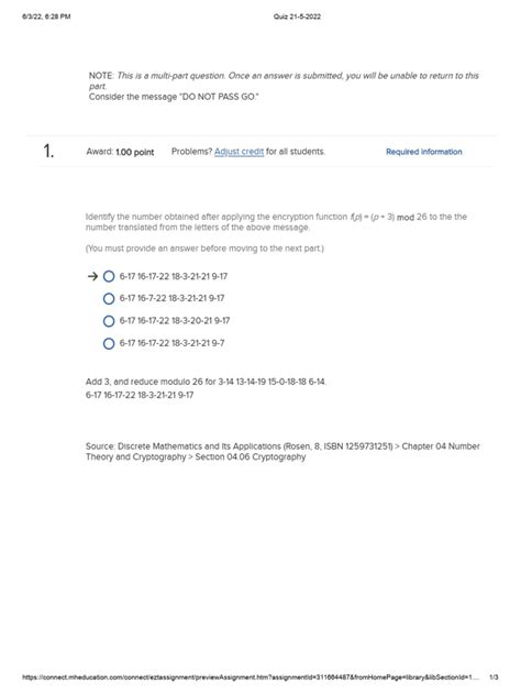 Answer Quiz 21 5 2022 Pdf Set Mathematics Cryptography