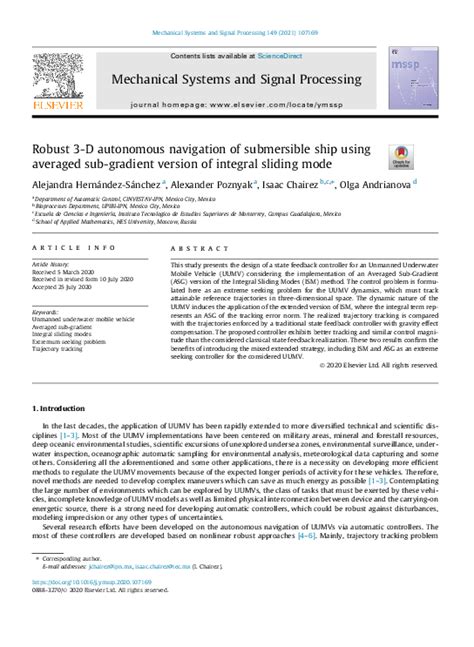 Robust 3 D Autonomous Navigation Of Submersible Ship Using Averaged Sub