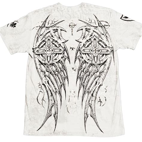 Wings Graphic Tee Black And White Tattoo Design Gothic Style Graphic