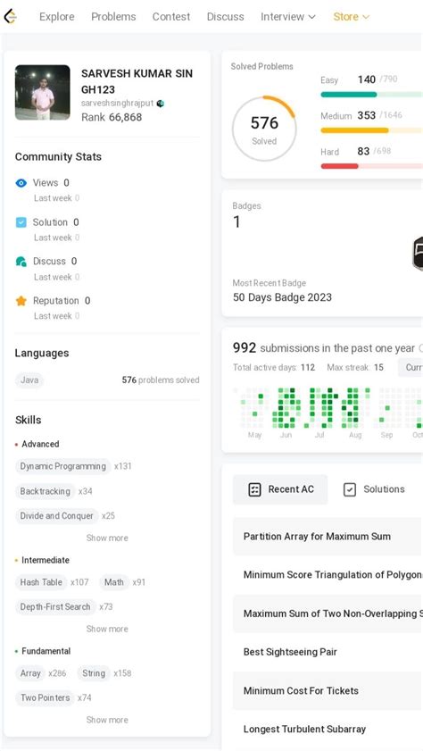 S Sarvesh On Linkedin Leetcode Code Java Dsa