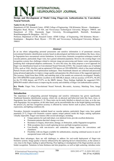 Pdf Design And Development Of Model Using Fingervein Authentication