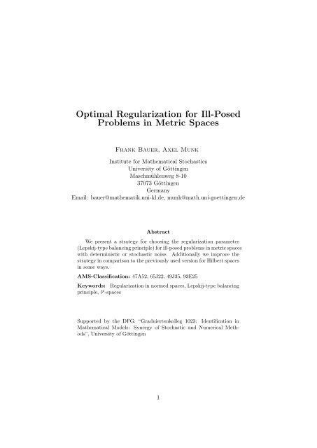 Optimal Regularization For Ill Posed Problems In Researchgate