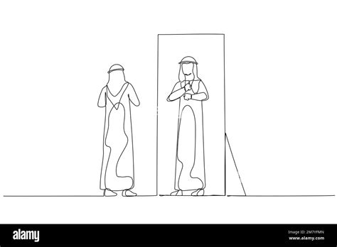 Cartoon Of Arab Man Getting Ready To Work Single Continuous Line Art