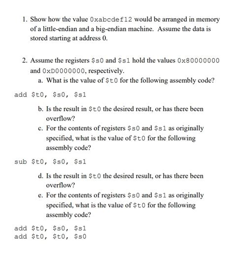 Solved 1 Show How The Value 0xabcdef12 Would Be Arranged In
