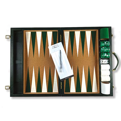 Classic Tournament Backgammon Attaché In Green Crisloid