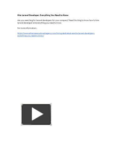 Ppt 1 Hire Laravel Developer Powerpoint Presentation Free To