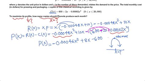 Business Calculus Maximize A Profit Function Given Revenue And Unit
