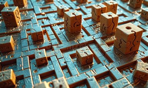 Complex 3d Grid Wooden Cubes Each With Unique Pattern Creates