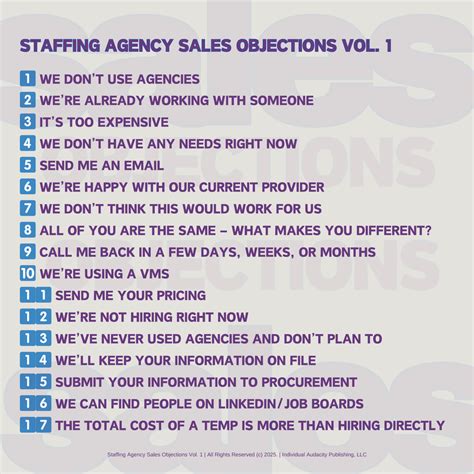 Staffing Agency Sales Objection Handling Flashcards Soundtrack Staffingpreneurs Academy