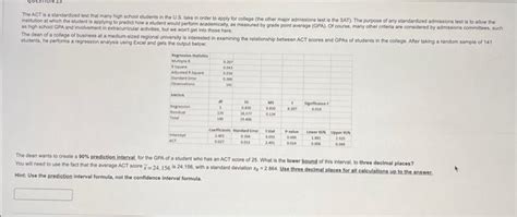 Solved Hint Use The Prediction Interval Formula Not The