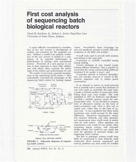 Pdf First Cost Analysis Of Sequencing Batch Biological Reactors