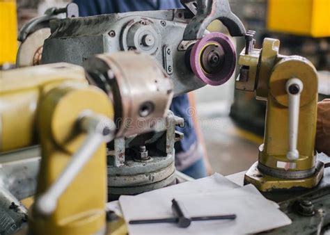 Lathe Machine In A Workshop Part Of The Lathe Stock Image Image Of