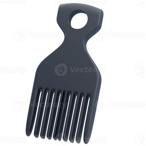 3d Black Barber Afro Pick Comb 51797330 Png