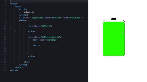 create html and css battery percentage animation youtube