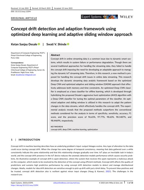 Concept Drift Detection And Adaption Framework Using Optimized Deep