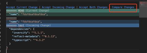merge conflict extension throw error unable to show comparison