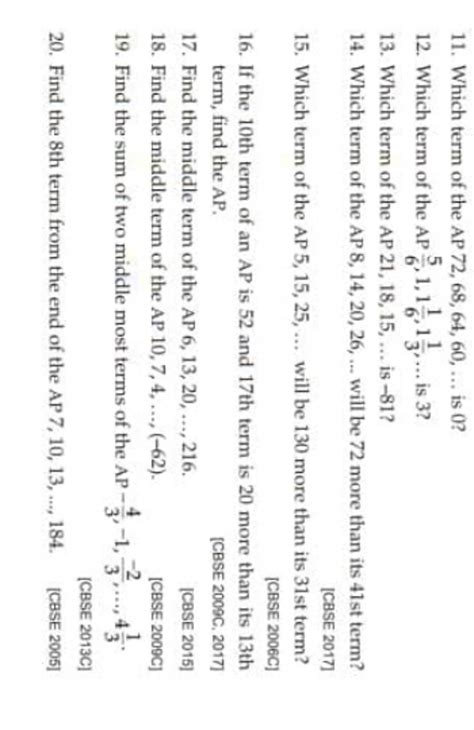 11 Which Term Of The Ap 72 68 64 60 … Is 0 12 Which Term Of The Ap 65