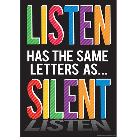School Posters Listen Has The Same Letters As Silent Class Poster