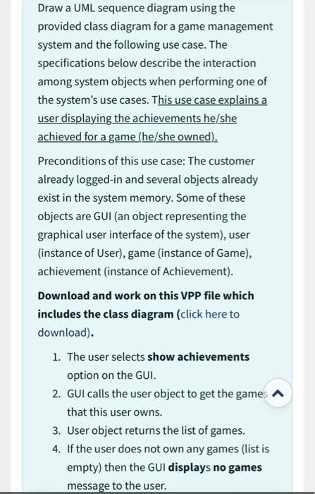 Solved Draw A UML Sequence Diagram Using The Provided Class Chegg