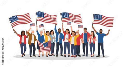 Crowd Of Multicultural And Multi Generational Citizens Holding United