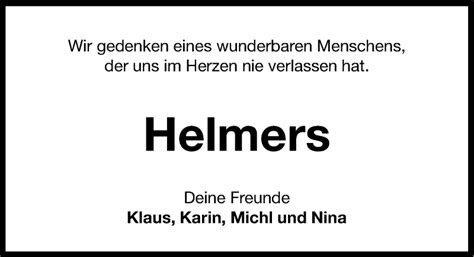 Traueranzeigen Von Helmers Trauernnde