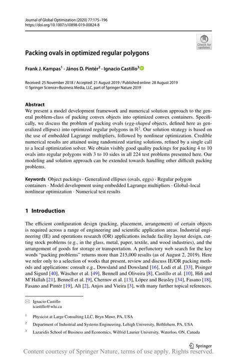 Packing Ovals In Optimized Regular Polygons Request Pdf