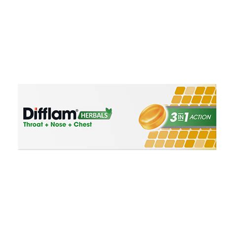 Difflam Herbal 3 In 1 Action Throat Nose Chest Lozenges Honey