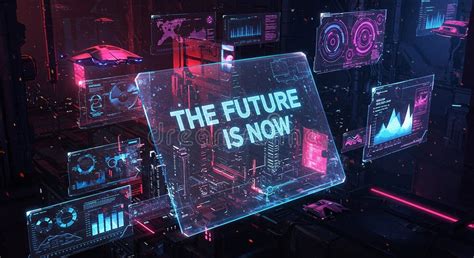 Futuristic Digital Interface Displaying Holographic Screens With Data
