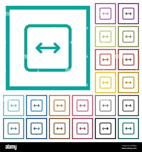 Adjust Object Width Flat Color Icons With Quadrant Frames On White
