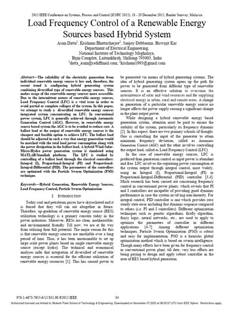 load frequency control of a renewable energy sources based hybrid