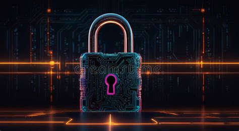 Cyber Security Concept Padlock On Circuit Board Stock Illustration