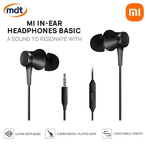 Xiaomi Mi In Ear Headphones Basic Sleek Aluminum Chamber Mm Nickel Plated Audio Jack M