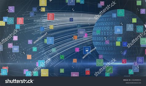 Digital Image Multiple Digital Icons Floating Stock Illustration