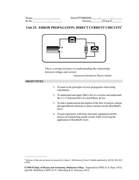 unit 23 error propagation direct current circuits