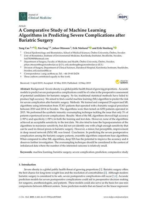 Pdf A Comparative Study Of Machine Learning Algorithms In Predicting Severe Complications