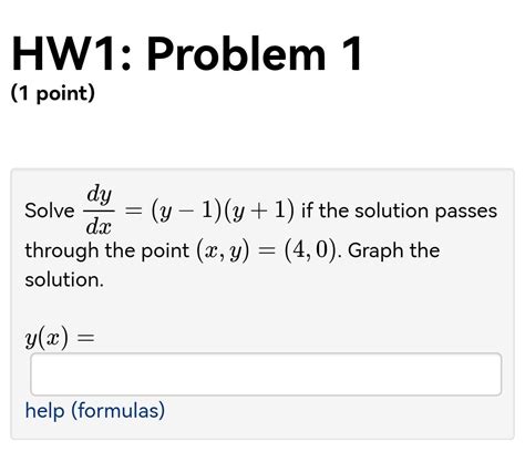 Solved Solve Dxdy Y Y If The Solution Passes Through Chegg Com