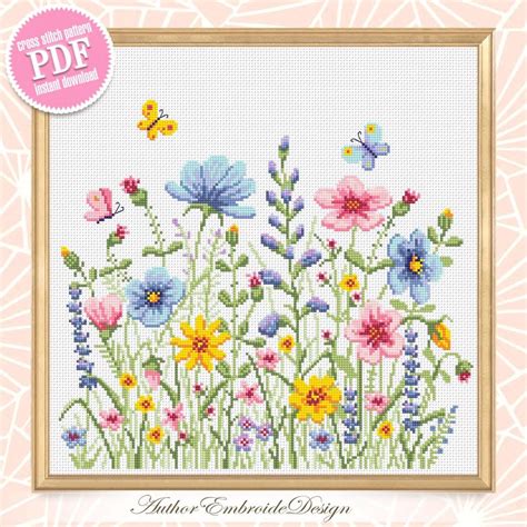 Wildflowers Cross Stitch Pattern Pdf Instant Download Watercolor Cross
