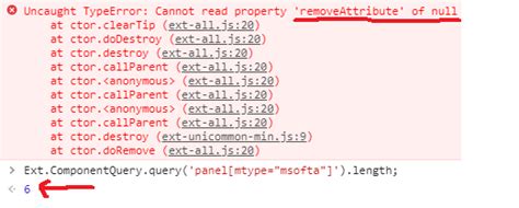 Extjs Uncaught Typeerror Cannot Read Property Removeattribute Of