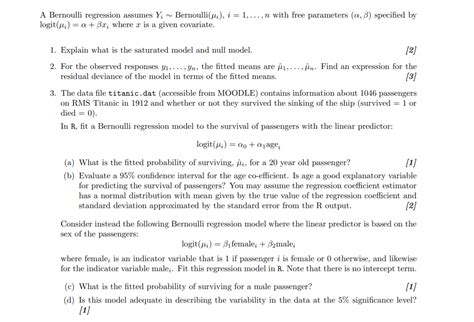 A Bernoulli Regression Assumes Yi ~ Bernoulliui I