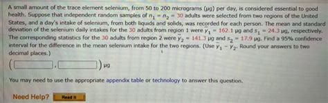 Solved A Small Amount Of The Trace Element Selenium From 50