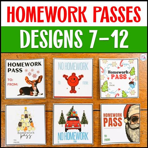 Christmas Homework Pass Festive Holiday Reward Coupons Easy Fun Science