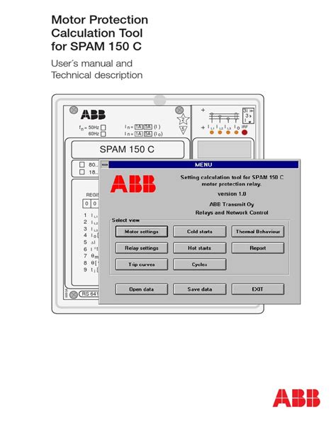 motor protection calculation tool for spam 150 c user s manual and