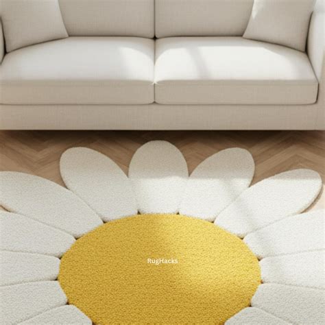 Hand Tufted Wool Daisy Rug Floral Decor Etsy