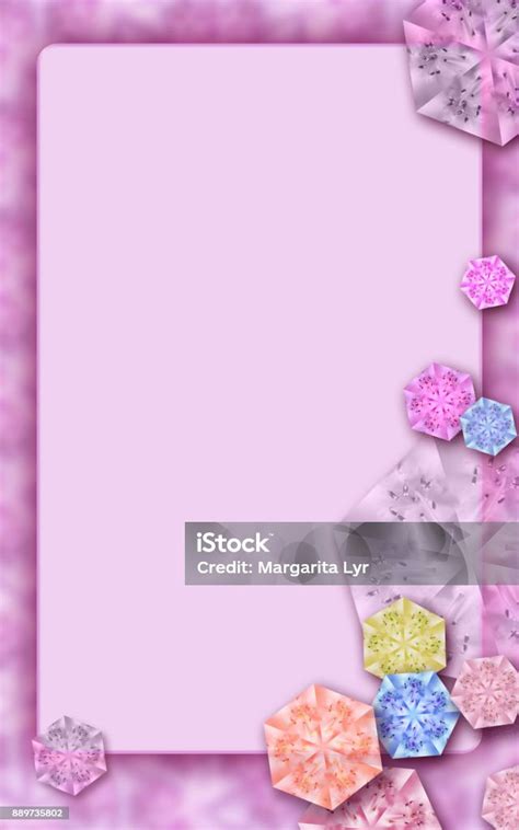 핑크 배경 큰 텍스트 상자를 모의입니다 테두리는 여러 창조적인 육각형 장식 엽서 인사말 카드 스크랩북 포스터 전단지에 대 한 세로 서식 파일 0명에 대한 스톡 벡터 아트 및